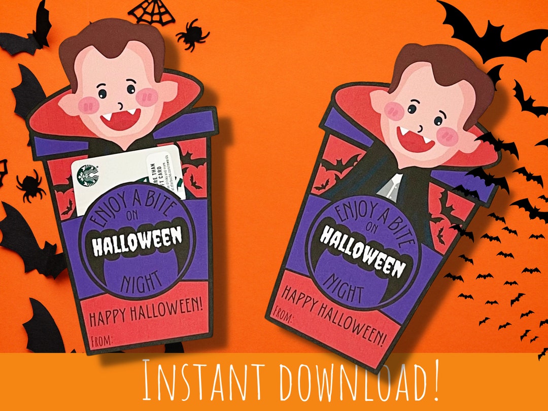 Halloween Printable Vampire Food Gift Card Halloween Class Favors ...