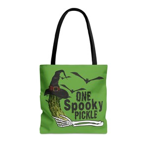 One Spooky Pickle Halloween Trick or Treat Tote Bag - Holds Lots of ...