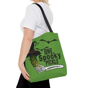 One Spooky Pickle Halloween Trick or Treat Tote Bag - Holds Lots of ...