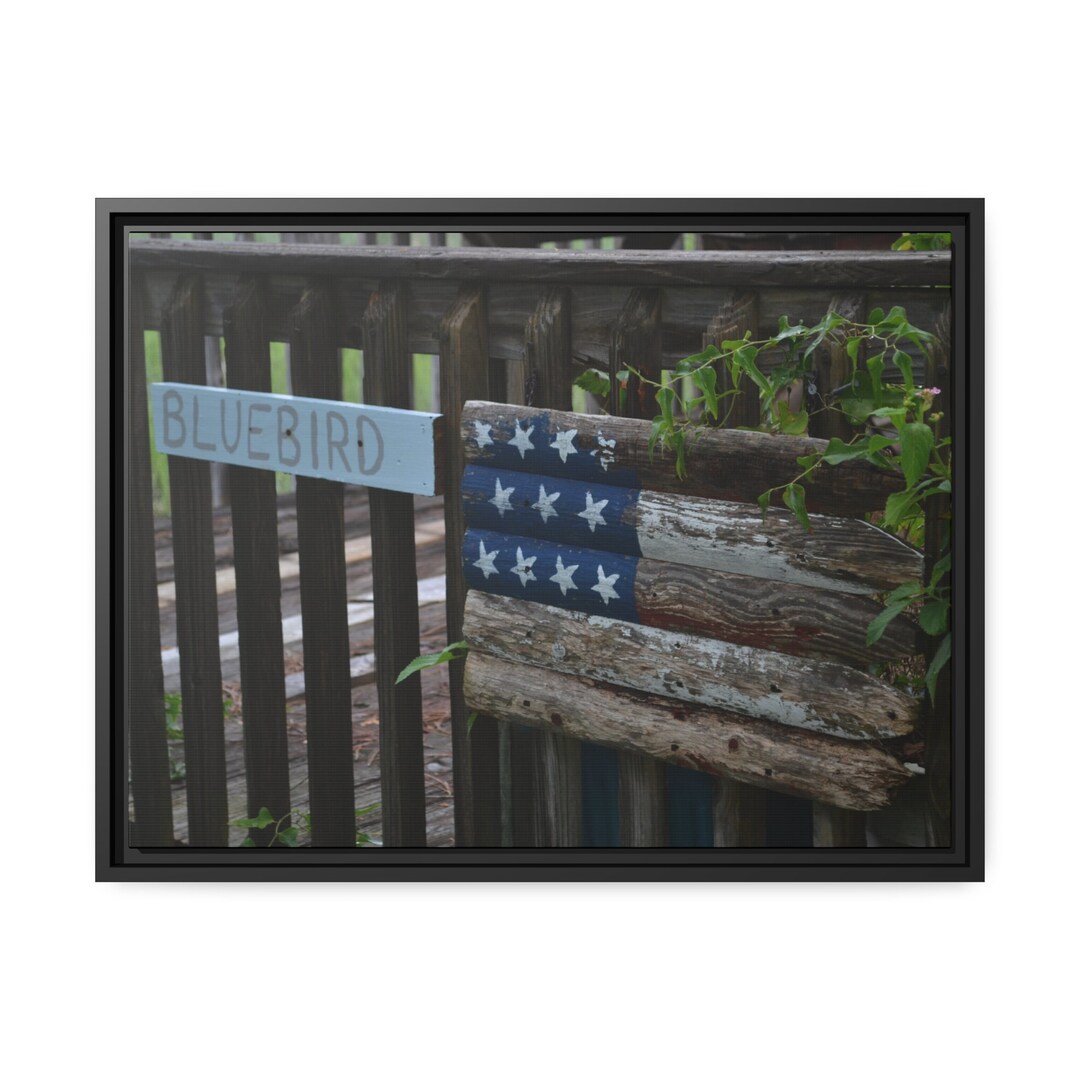 Americana Bluebird Dock Photograph: Rustic Flag Matte Canvas Print - Etsy
