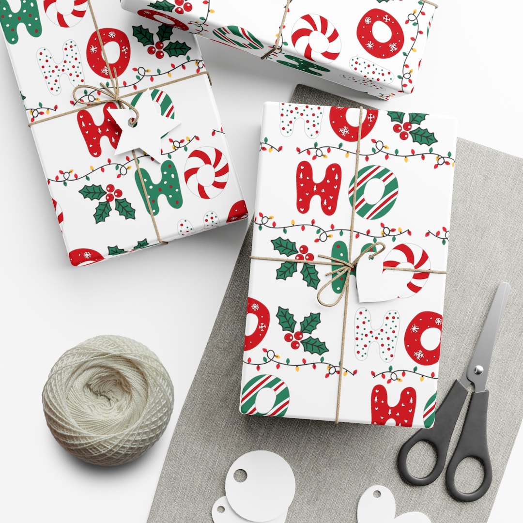 HO HO HO Gift Wrap Paper - Holiday Gift Wrapping Paper for Christmas ...