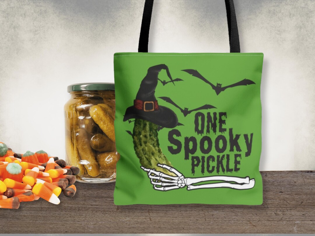 One Spooky Pickle Halloween Trick or Treat Tote Bag - Holds Lots of ...