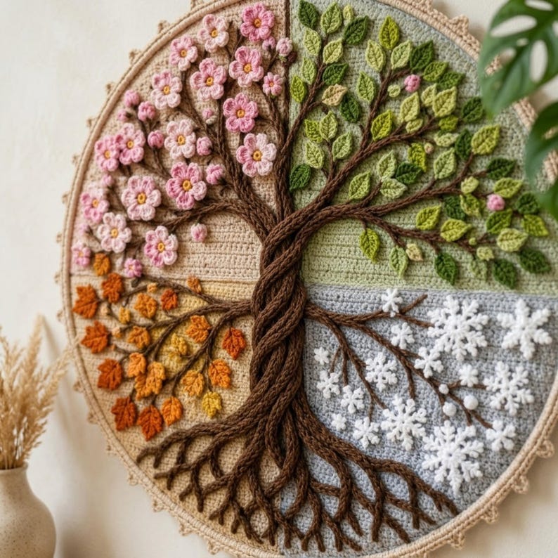 Four Seasons Tree of Life Crochet Pattern, Seasonal Mandala Wall ...
