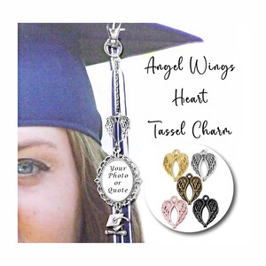 Angel Wings Heart Graduation Tassel Charm Memorial Photo - Etsy
