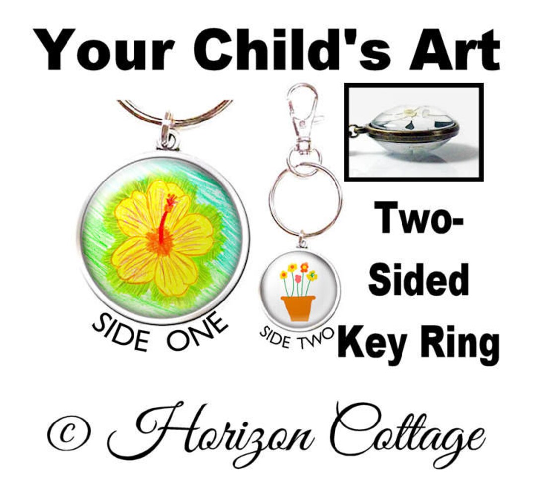 TWO-SIDED Custom Key Ring With Your Child's Artwork, Your Child's ...