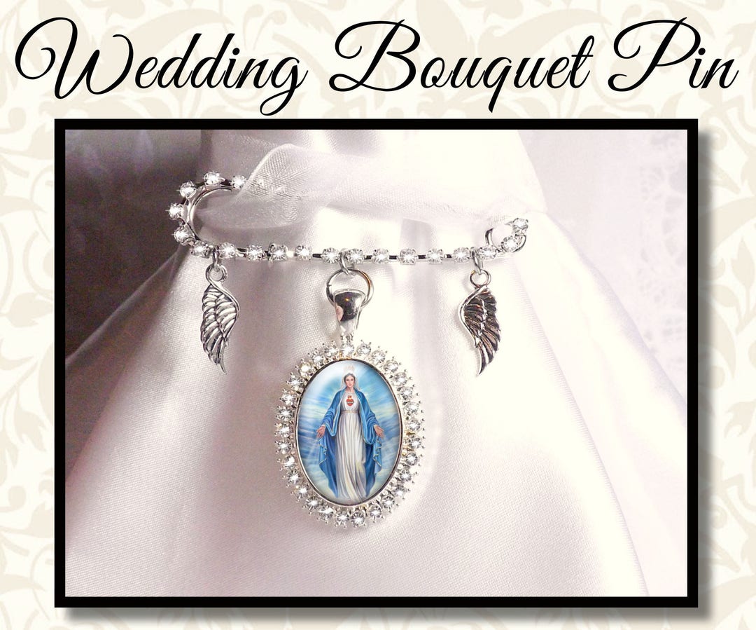 Blessed Mother Bridal Bouquet Pin, Immaculate Heart of Mary, Mother ...