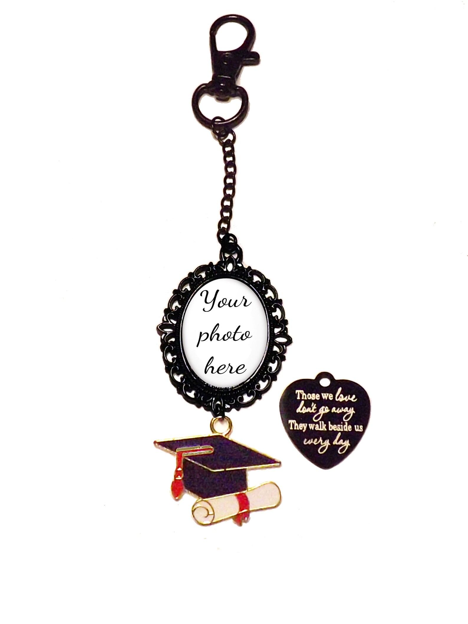 Graduation Tassel Charm With Graduation Cap or Heart Quote, Memorial ...