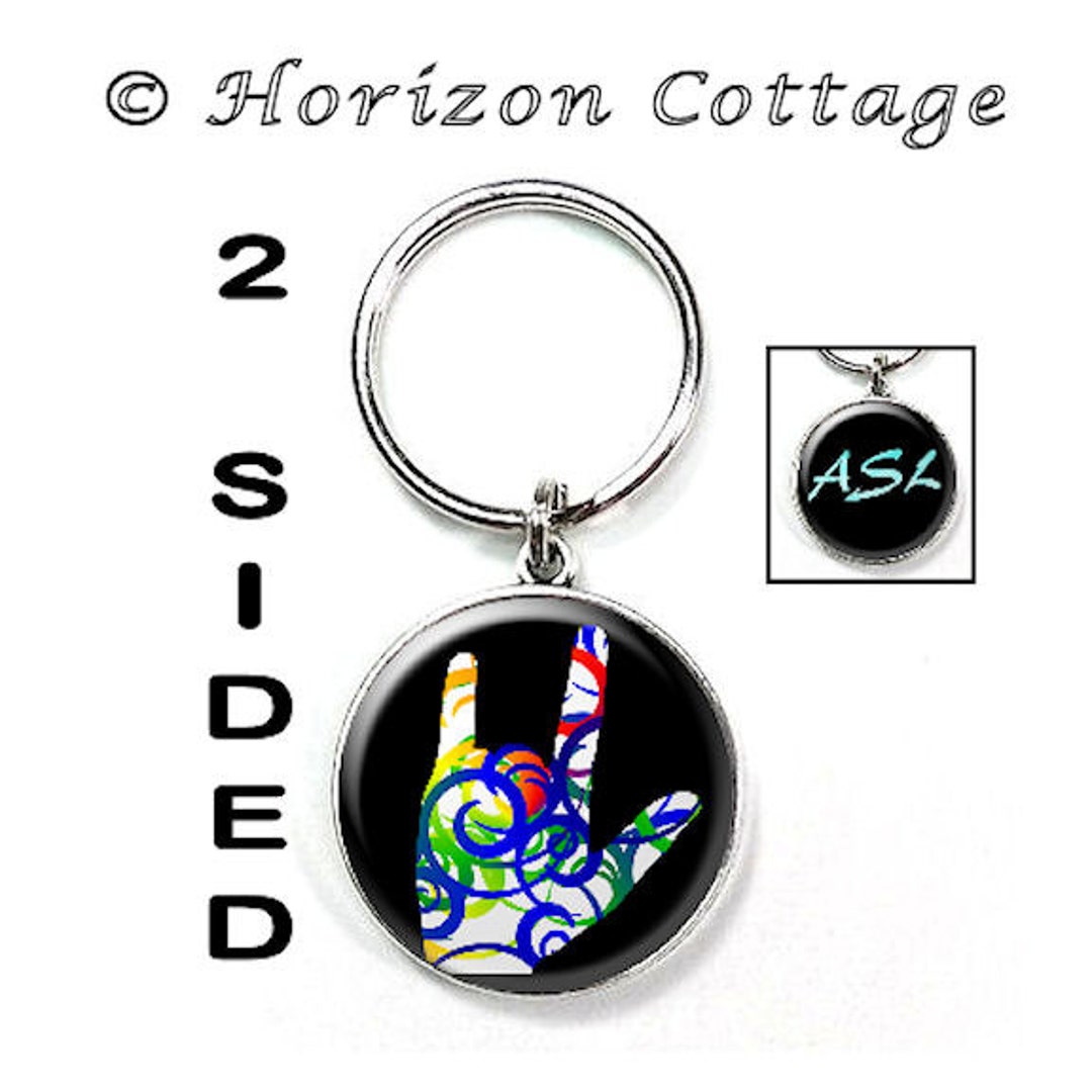 ASL I LOVE YOU American Sign Language I Love You Hand Sign Keychain Key ...