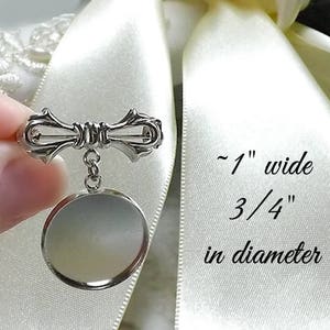 Custom Bow Pin With Two Charms, Wedding Memory Brooch, Bride Memento ...