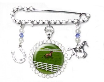 Horse Racing Brooch | Etsy