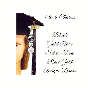 Multiple Charms on Lace Edge Graduation Tassel Charm, Memorial Photo ...