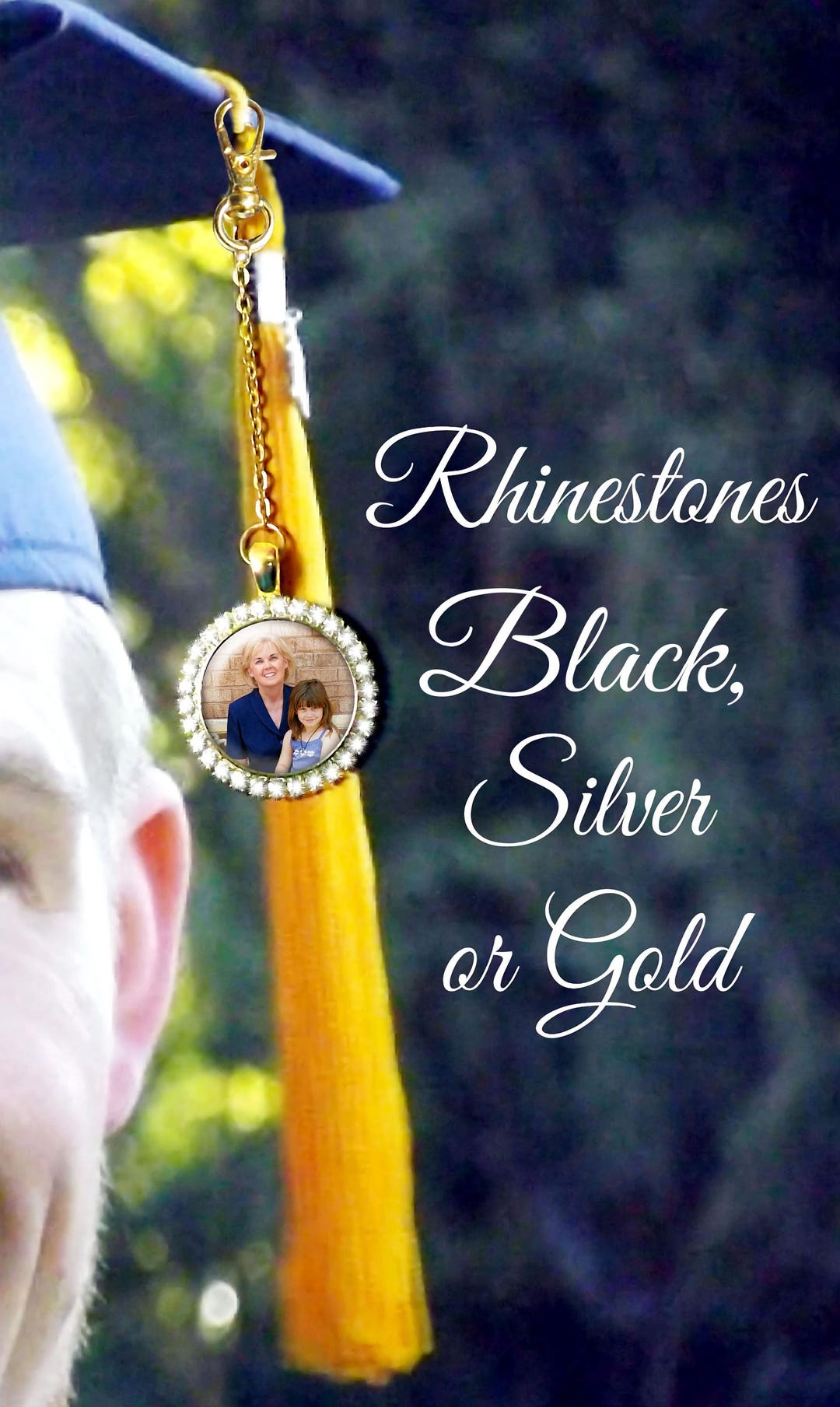 Rhinestone Tassel Charm, Graduation Memorial Photo Charm for ...