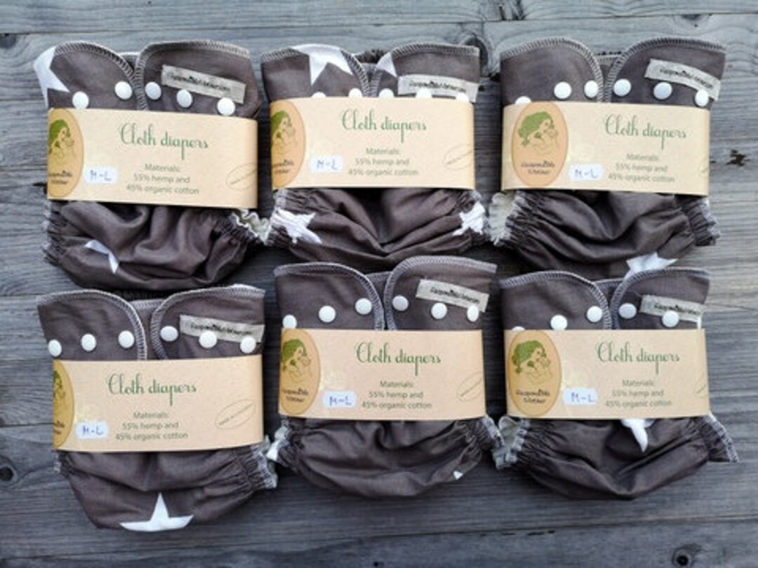 6psc Hemp-organic Cotton Cloth Diapers Set/pack for Baby Merino Wool ...