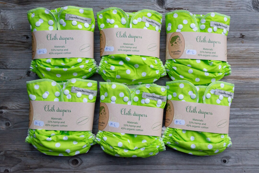 6psc Hemp-organic Cotton Cloth Diapers Set/pack for Baby + Merino Wool ...