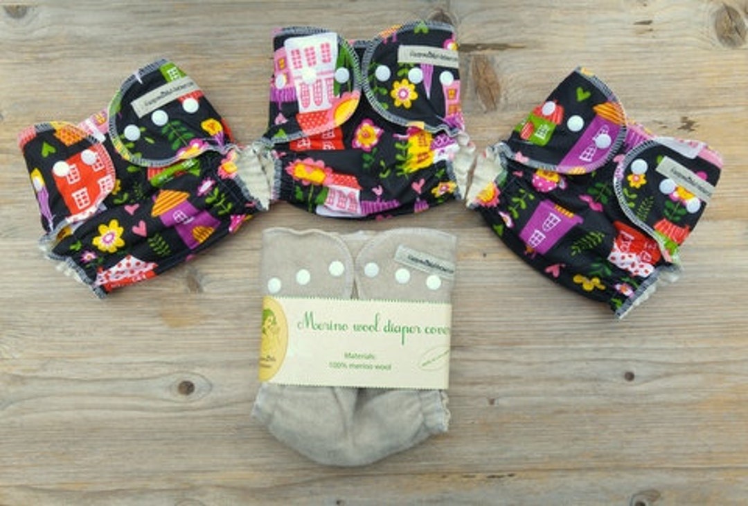3er Set Hanf-Baumwollstoff Windeln Set für Babys Merino Wolle Set Gr.S ...