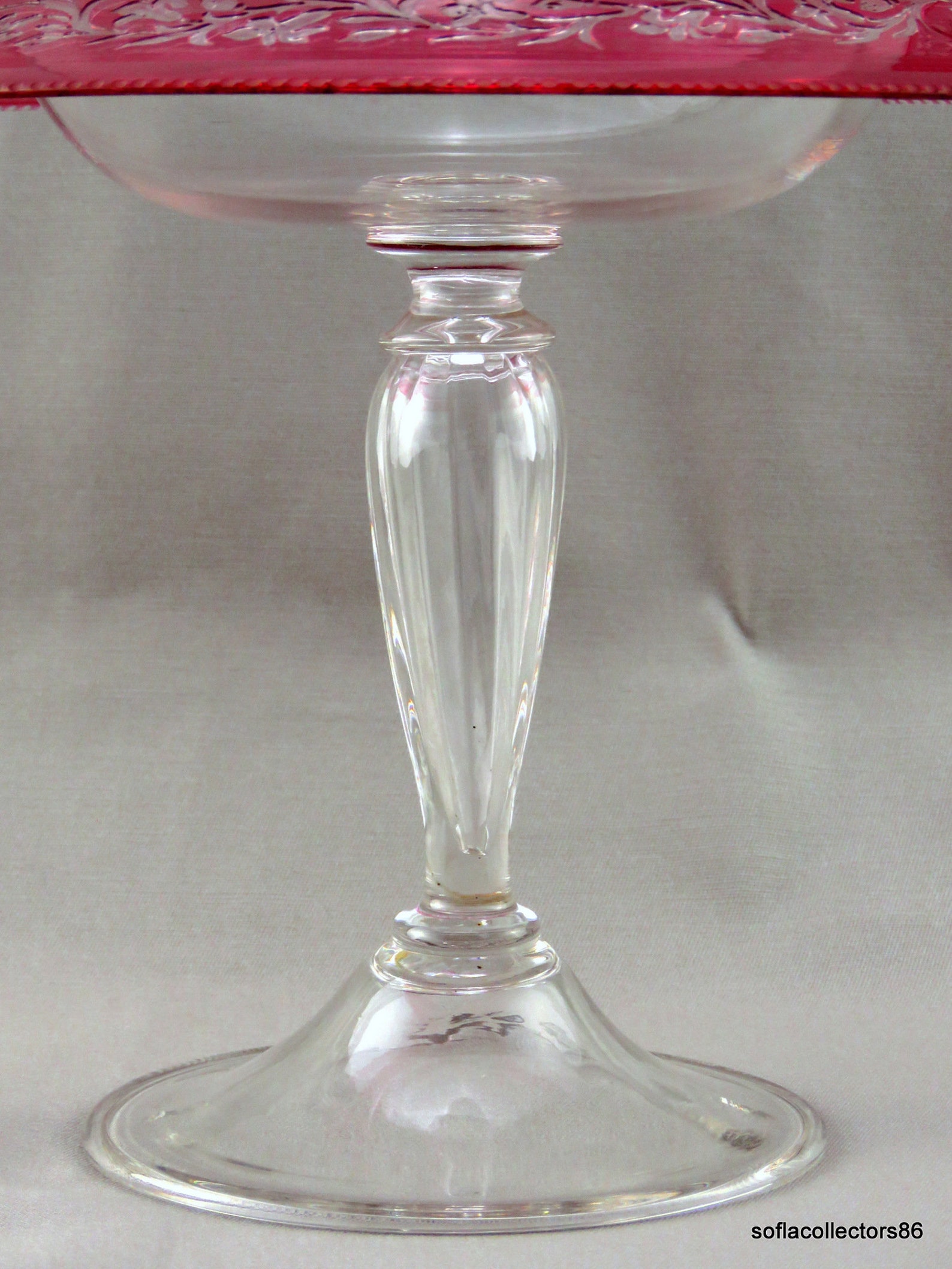 Carder Steuben 3303 Compote Gold Ruby Over Crystal W Lily Etch - Etsy