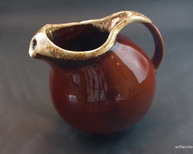 Hull Oven Proof Brown Drip Ball Pitcher-vintage Mid Century - Etsy
