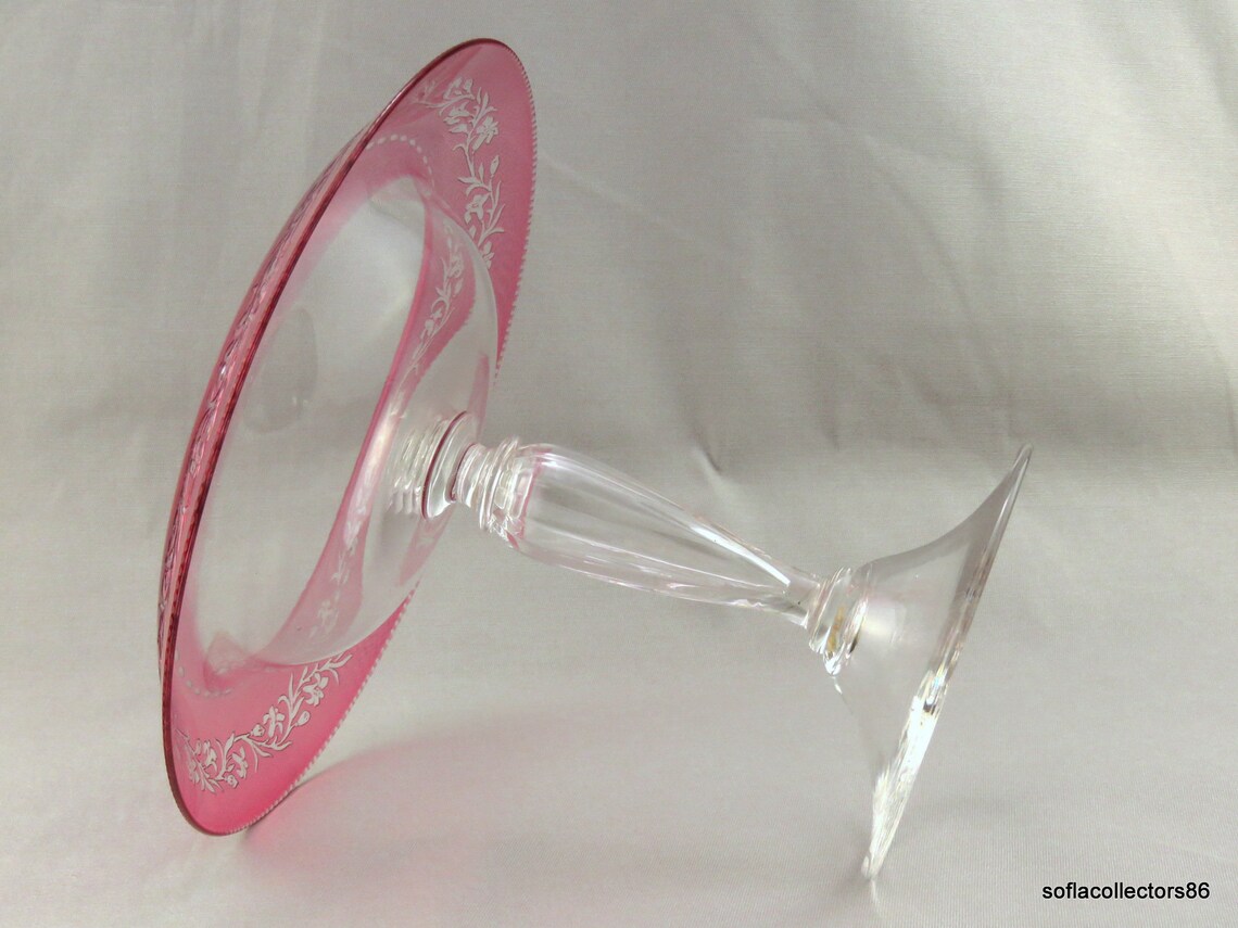 Carder Steuben 3303 Compote Gold Ruby Over Crystal W Lily Etch - Etsy