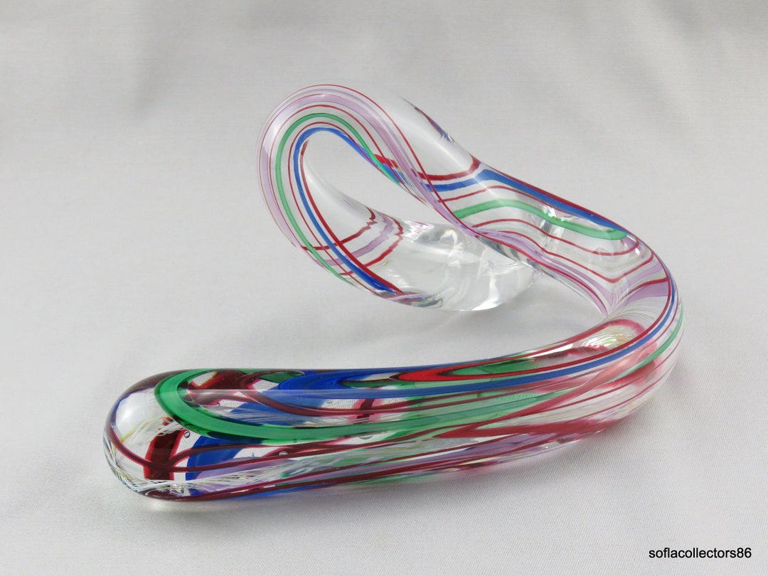 Chapman Free Form Studio Art Glass Paperweight W Abstract Décor Dated ...