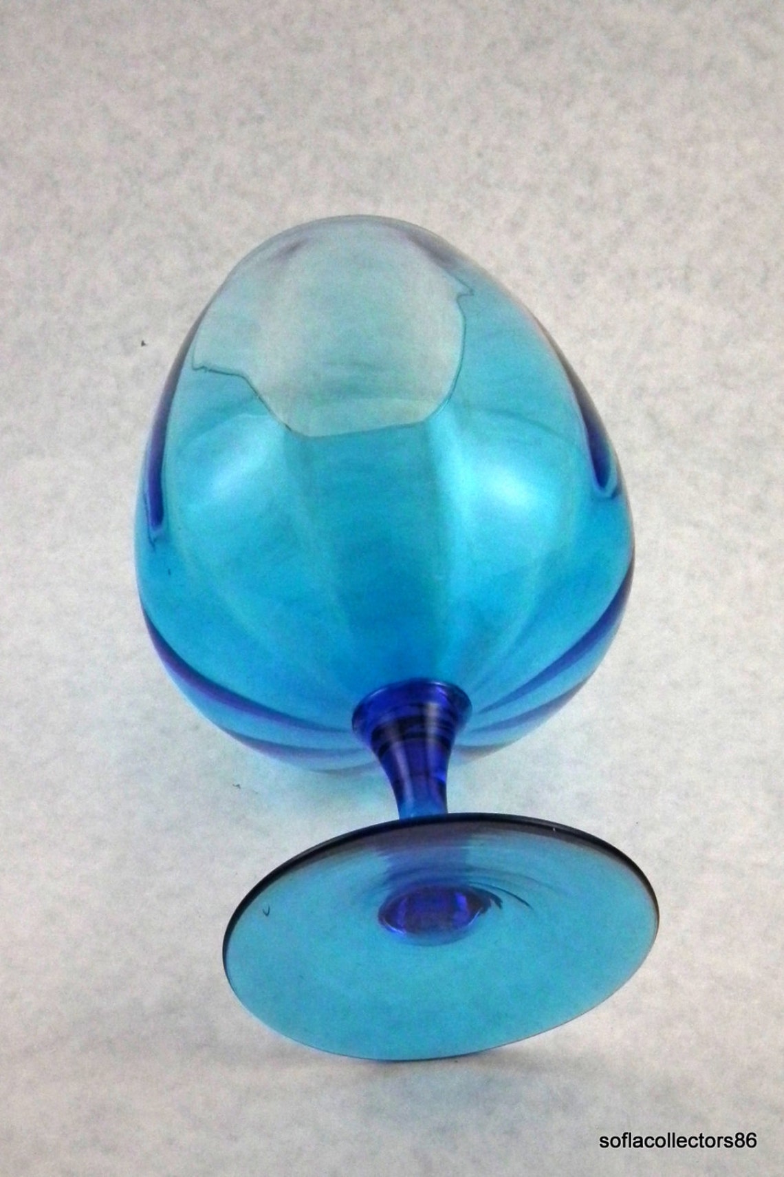 Empoli Mid-century Azure Blue Optic Glass Balloon Snifter or - Etsy