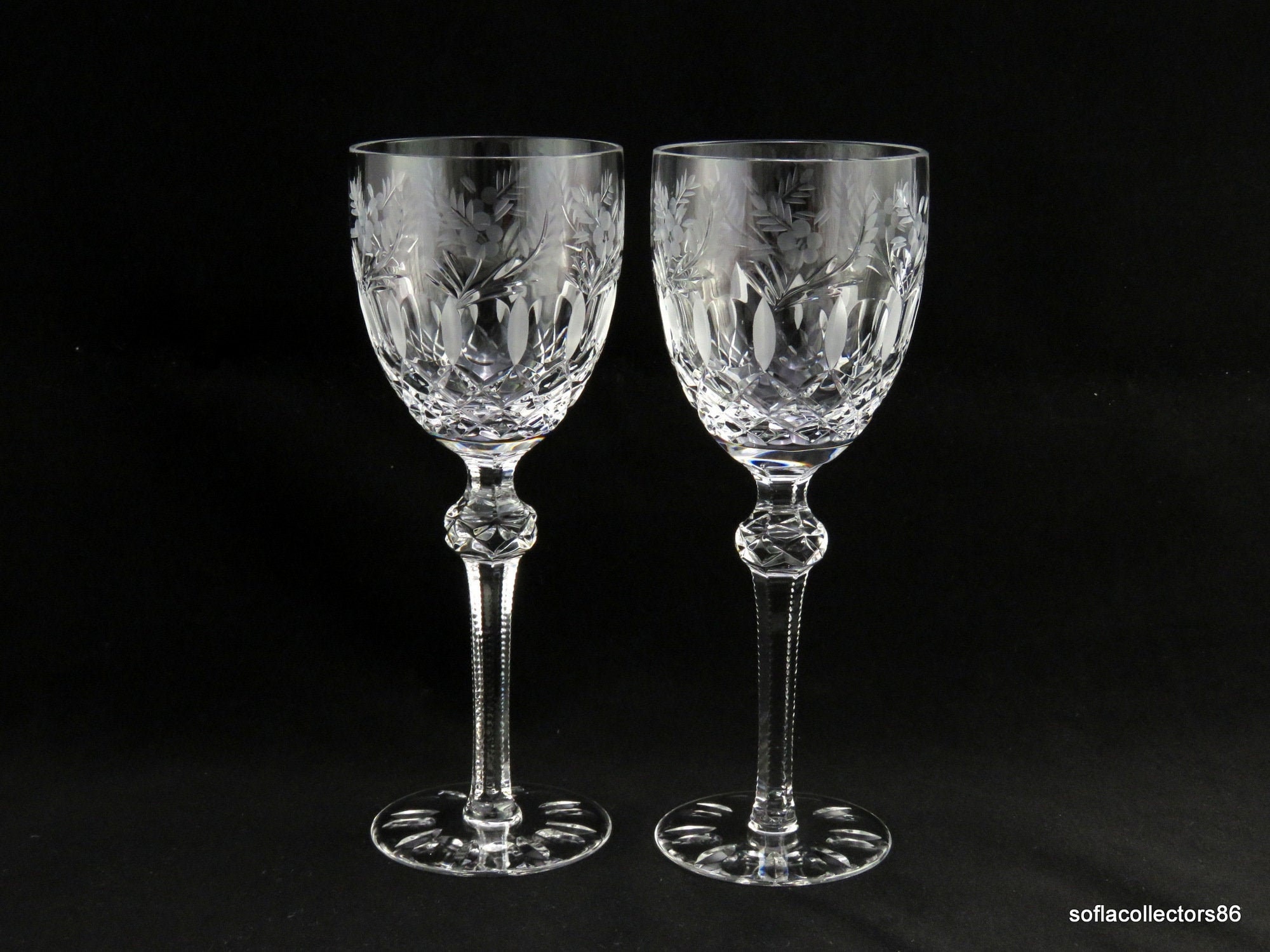 Crystal Wine Goblets / Glasses Celine Pattern by Crystal | Etsy