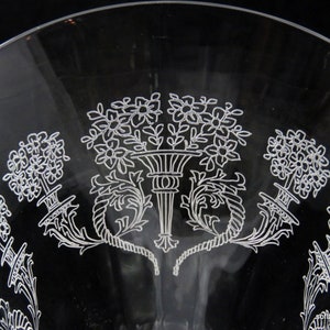 Bryce Stem 854 Urn & Floral Etch Water / Wine Glass Ca 1930s (single ...