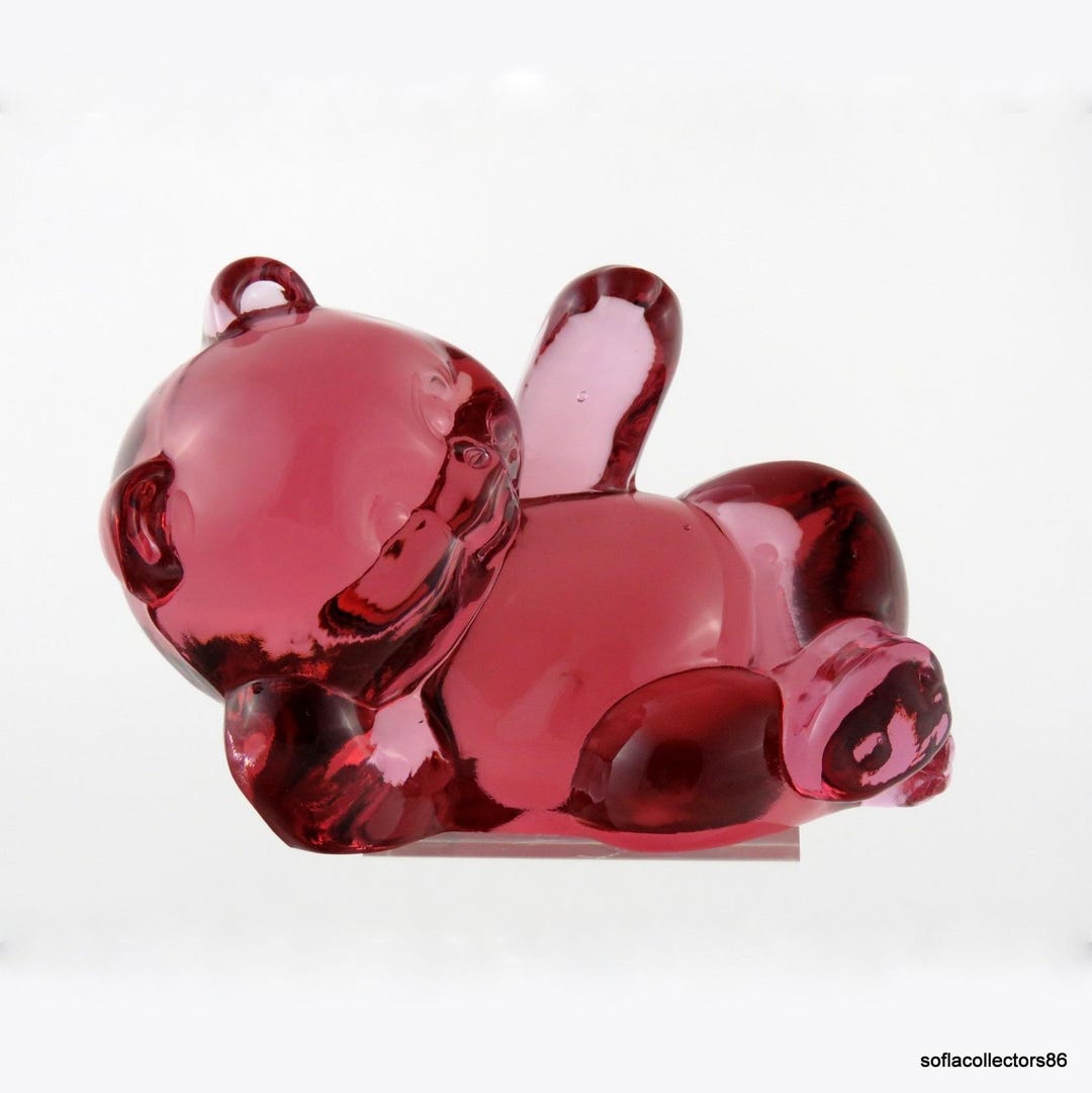 Fenton Glass Dusty Rose Reclining Bear Figurine/paperweight: Ware ...
