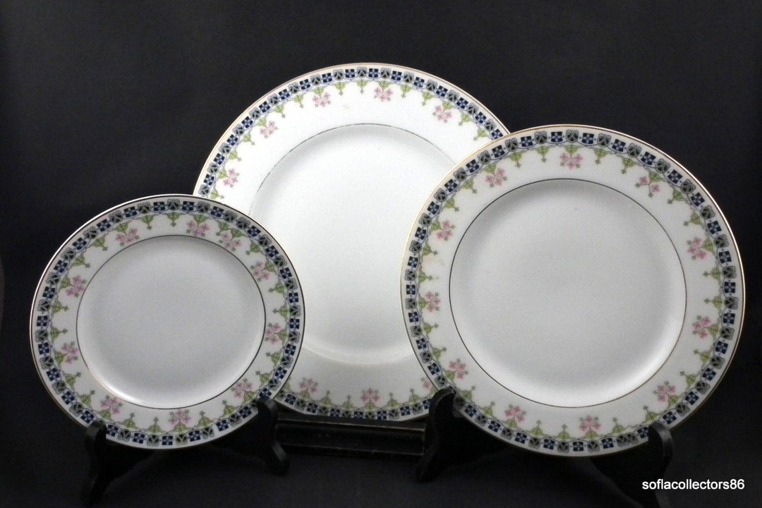 Epiag Fischer & Mieg St Regis Pattern 3 Piece China Dinnerware Set ...