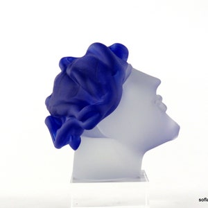 Stephen Fellerman Woman / Man Head in Blue Hat Art Glass Paperweight Ca ...