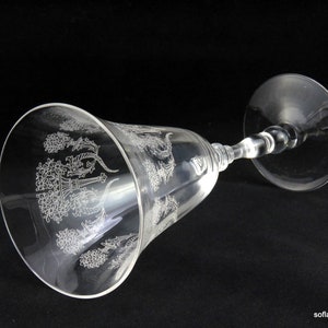Bryce Stem 854 Urn & Floral Etch Water / Wine Glass Ca 1930s (single ...