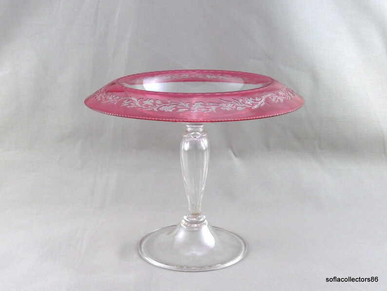Carder Steuben 3303 Compote Gold Ruby Over Crystal W Lily Etch - Etsy