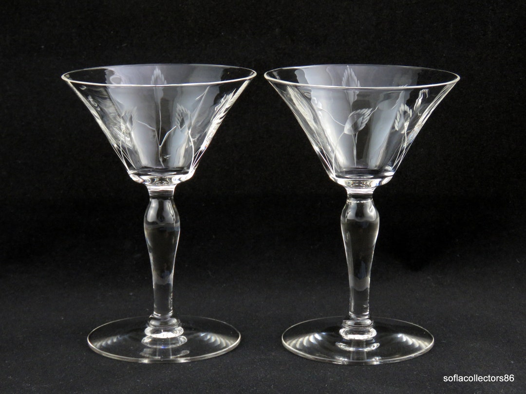Morgantown 7646 Sophisticate Stem Cocktail / Liquor Glasses W Cut Wheat ...