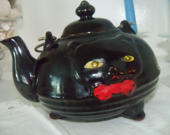Vintage Redware Cat Teapot Shafford Ca 1950 Black Cat Tea Pot - Etsy