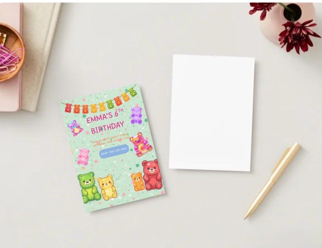 Gummy Bear Editable Birthday Invitation - Etsy