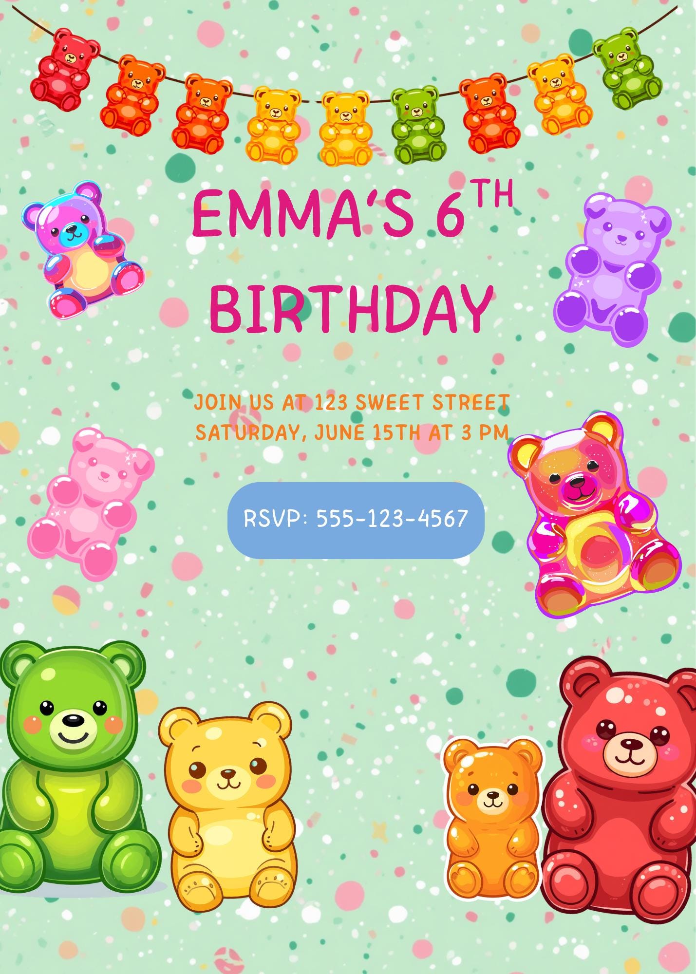 Gummy Bear Editable Birthday Invitation - Etsy