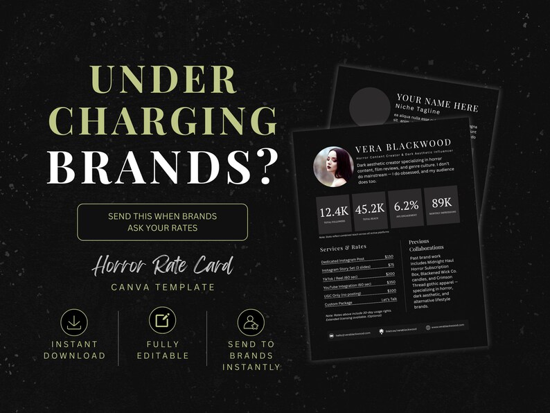 Influencer Rate Card Template Canva - UGC Pricing Sheet & Media Kit ...