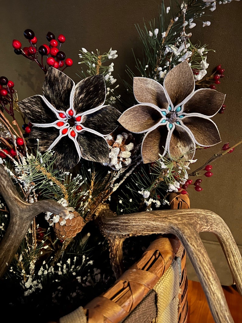Cowhide Flower Ornament - Etsy