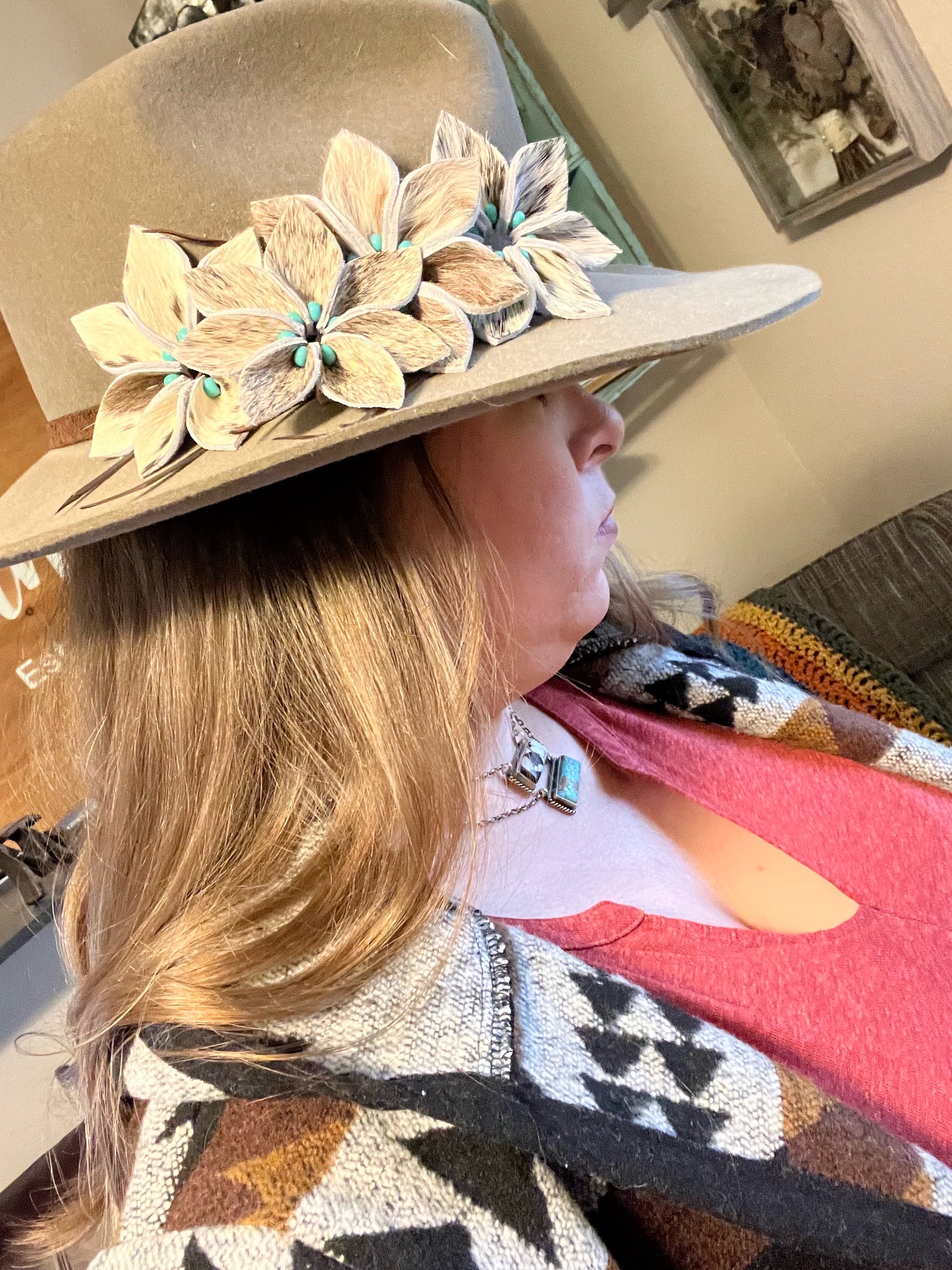 Cowhide Flower Ornament - Etsy