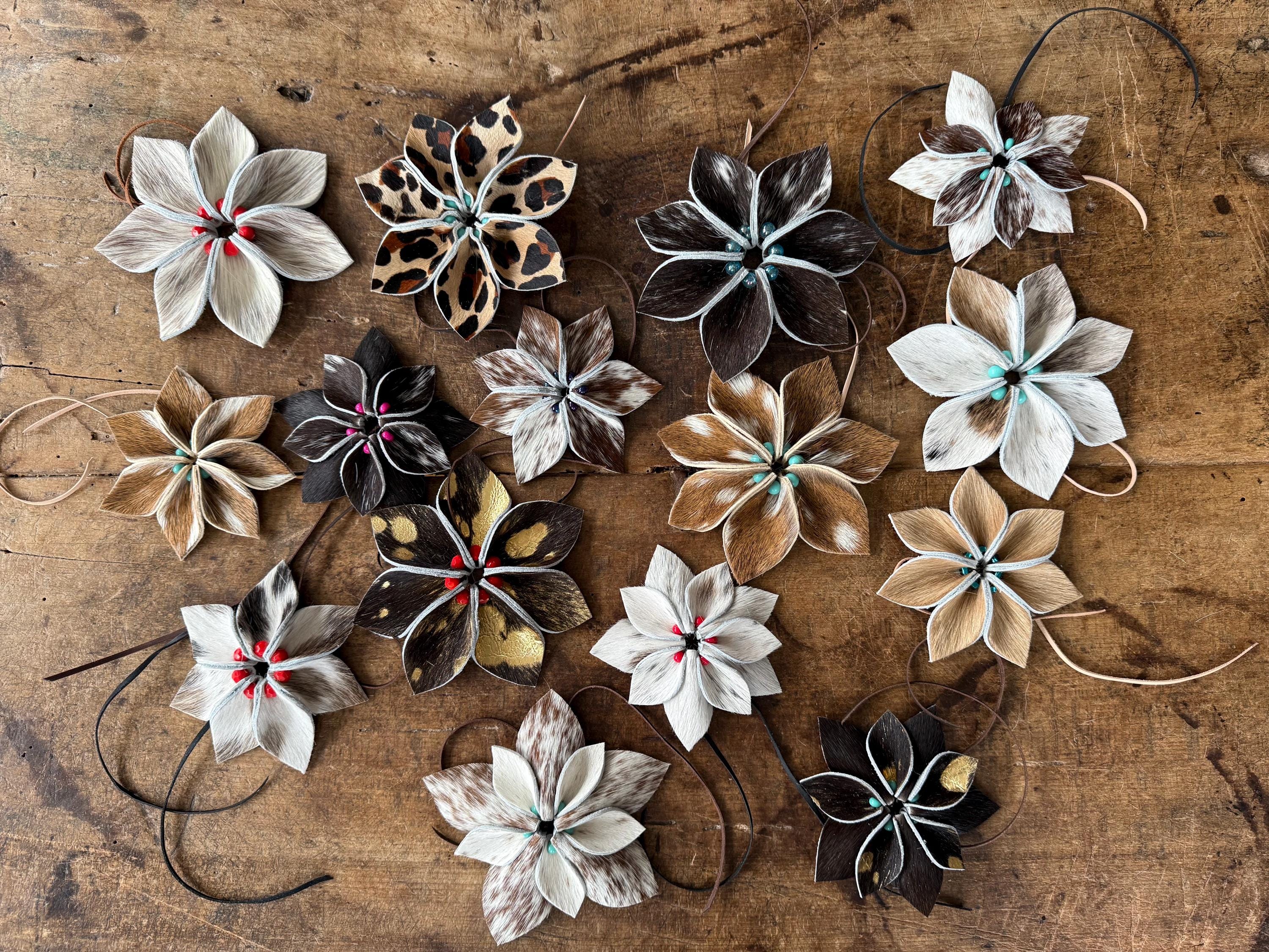 Cowhide Flower Ornament - Etsy