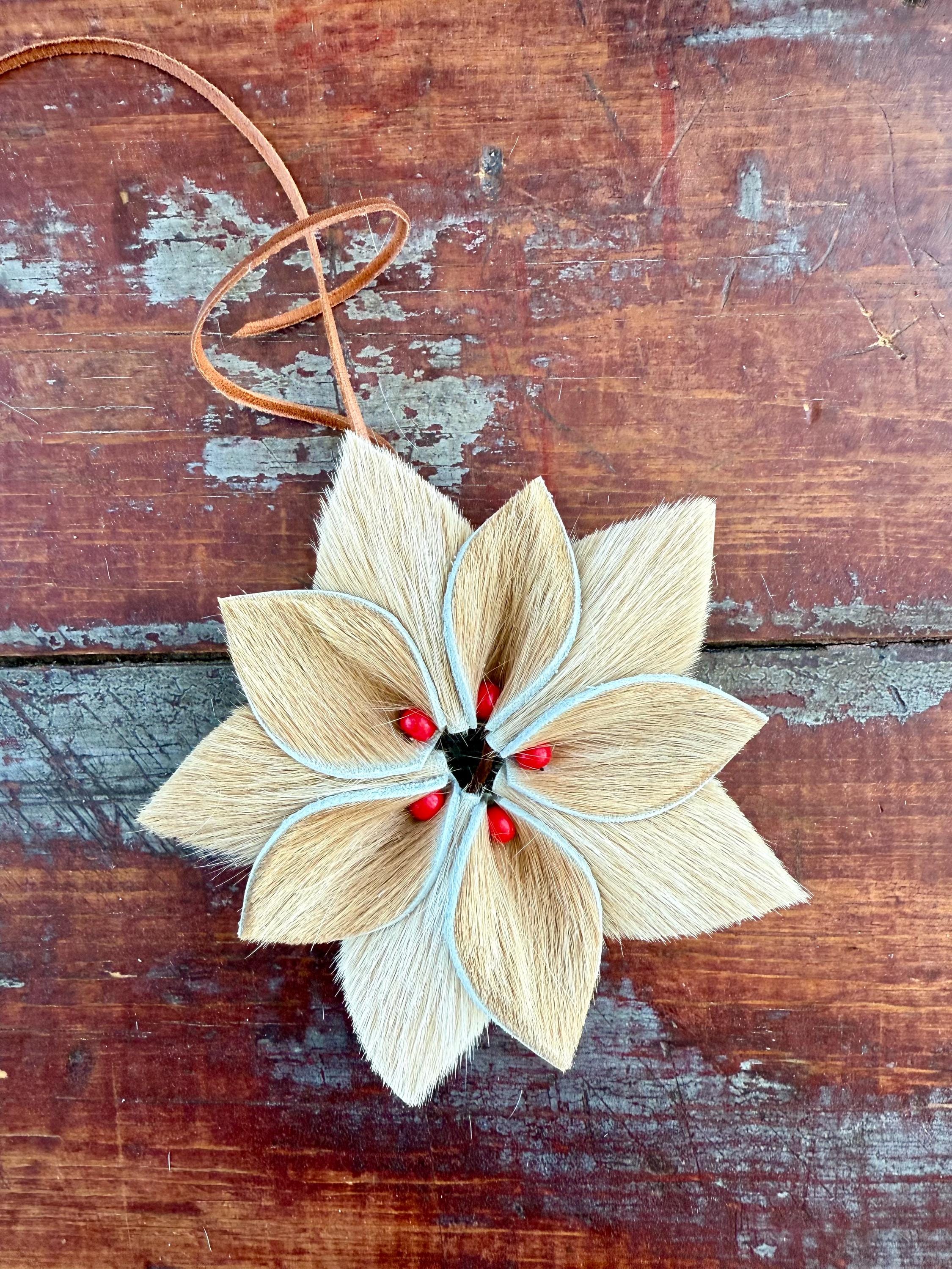 Cowhide Flower Ornament - Etsy