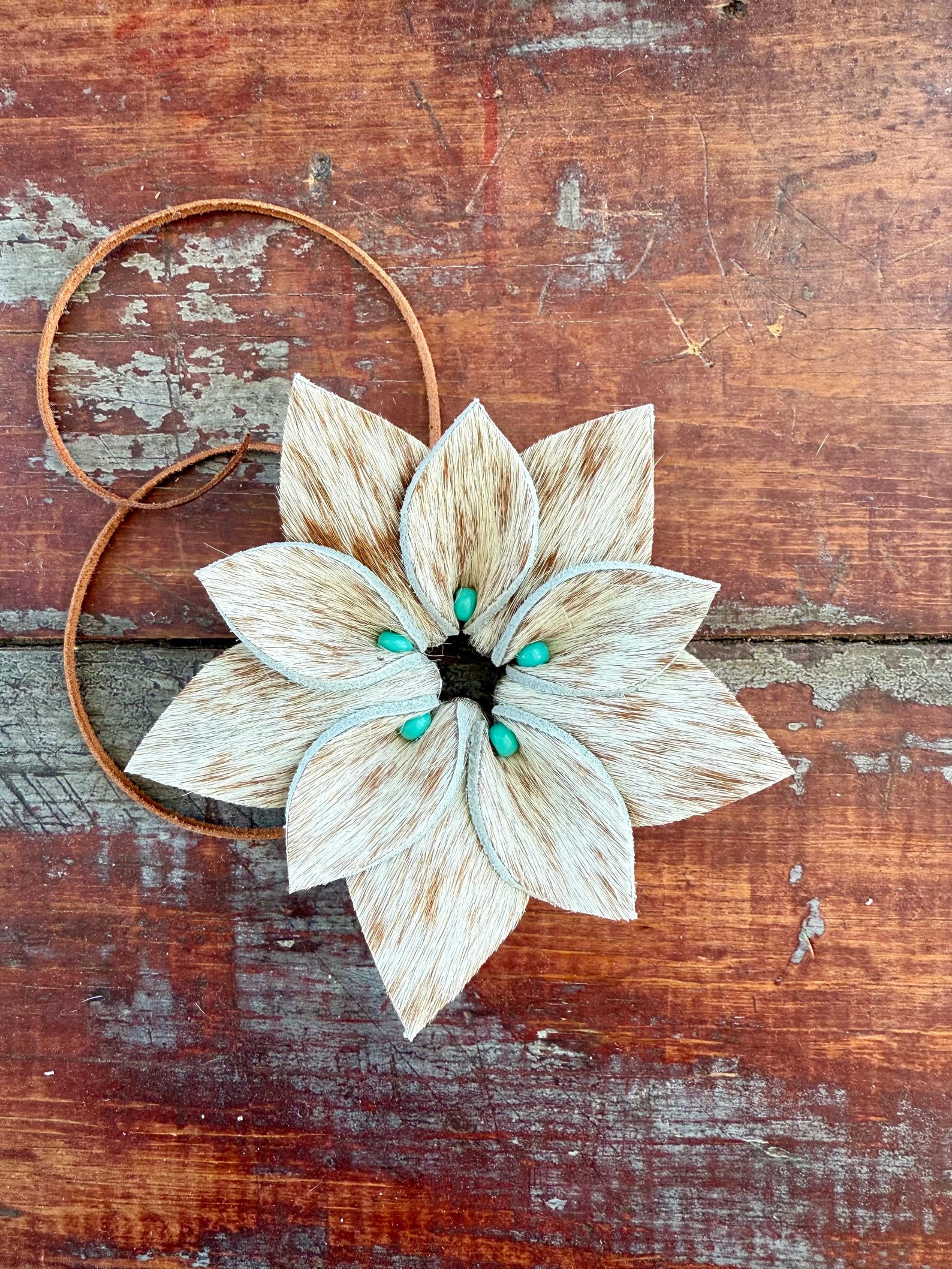 Cowhide Flower Ornament - Etsy