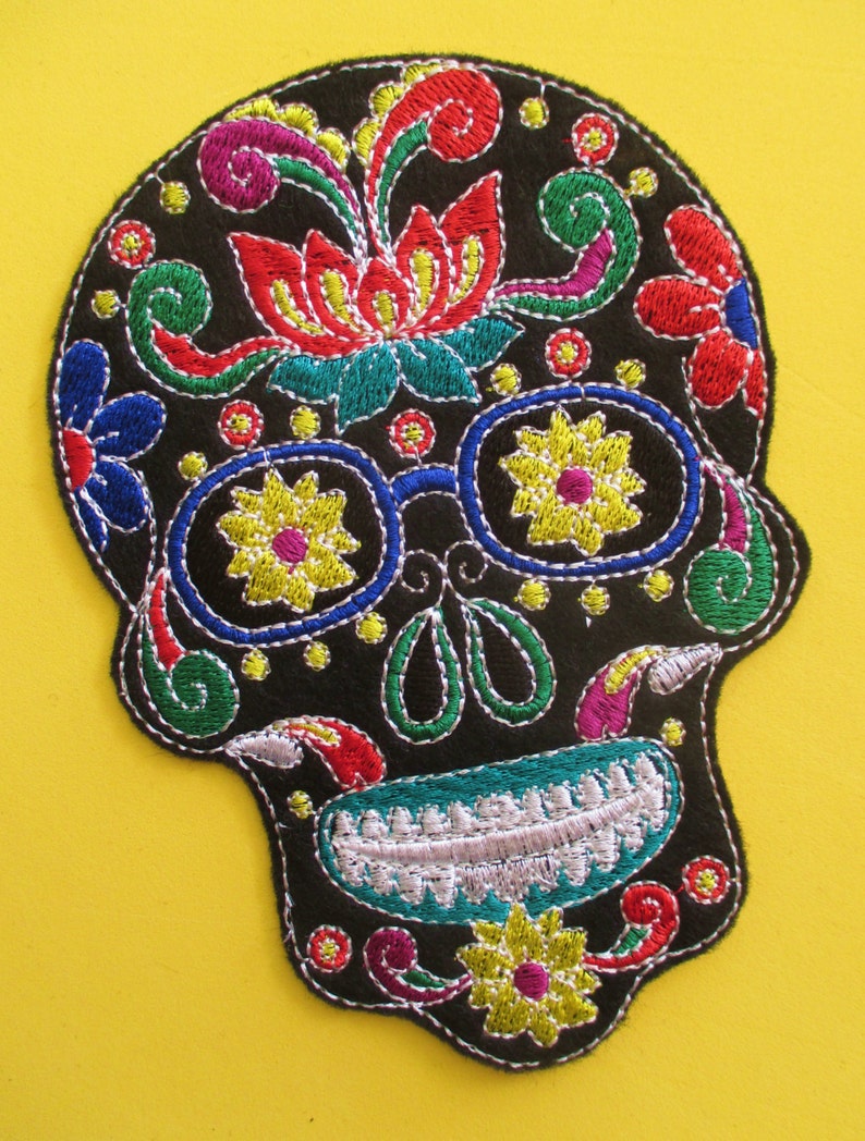 No. 5 Large Embroidered Sugar Skull Applique Patch Iron On - Etsy