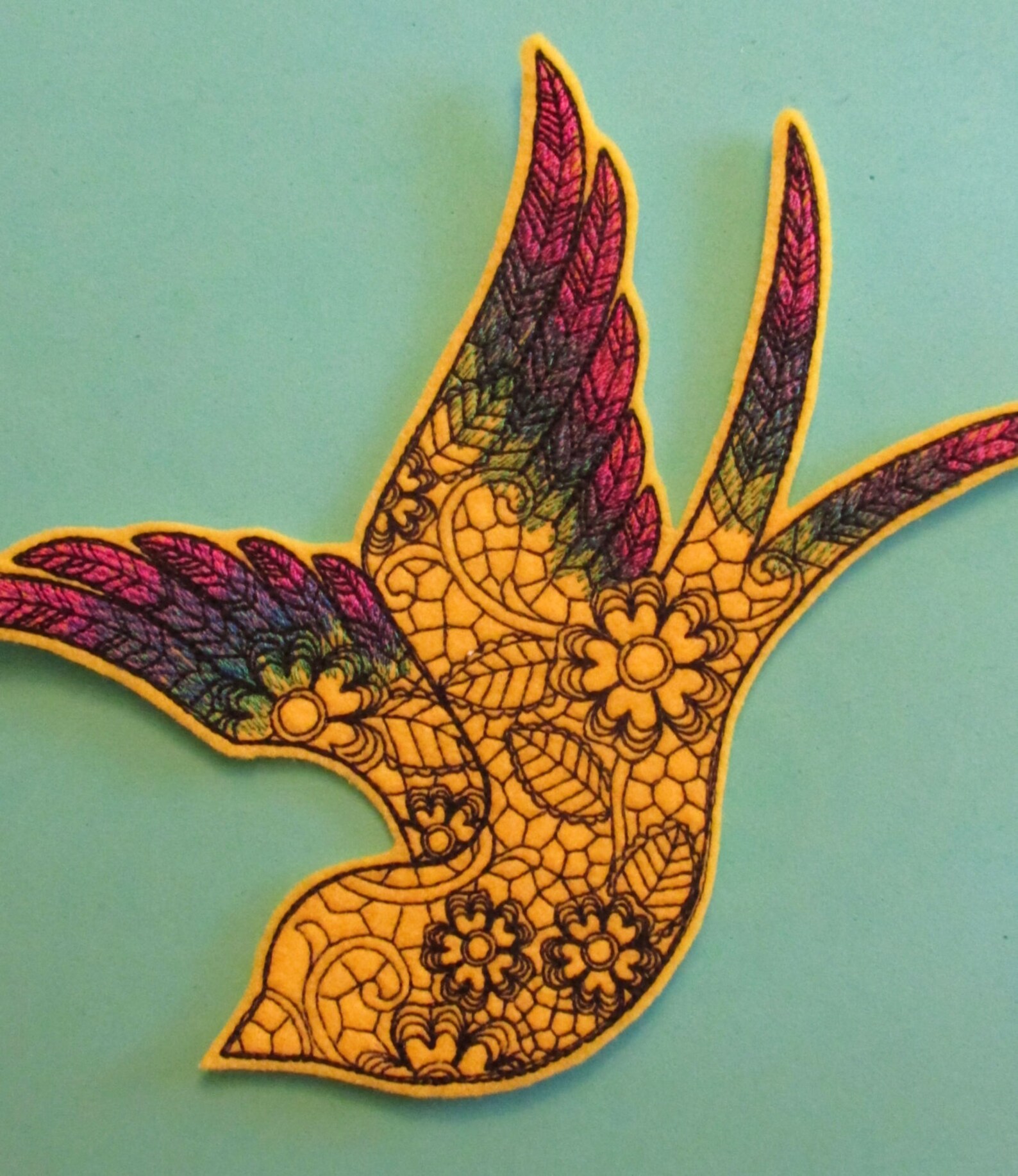 Large Embroidered Delicate Swallow Iron on Applique Patch | Etsy