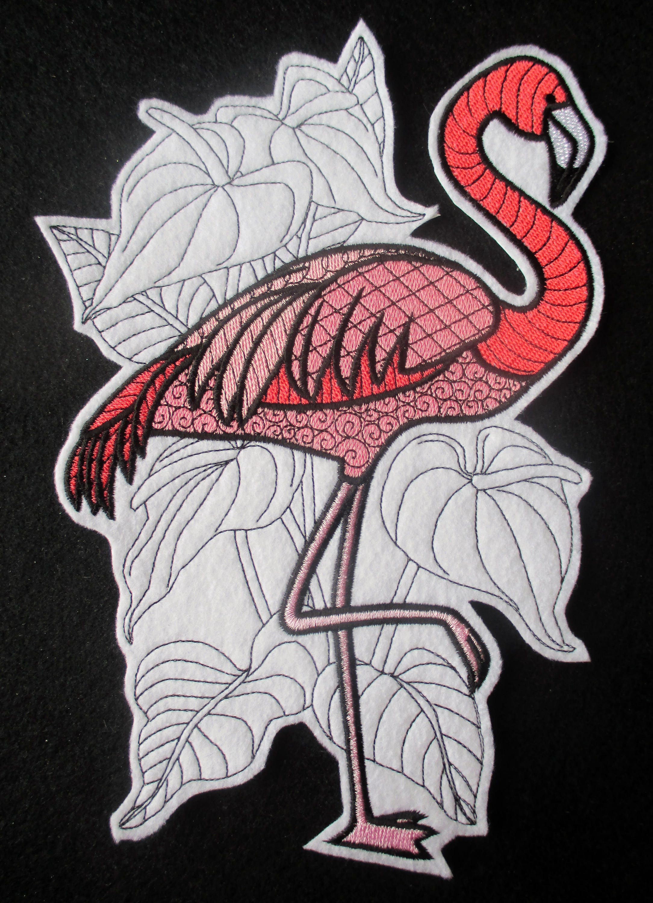 JUMBO Embroidered Flamingo Applique Patch, Iron on or Sew On, Beach ...