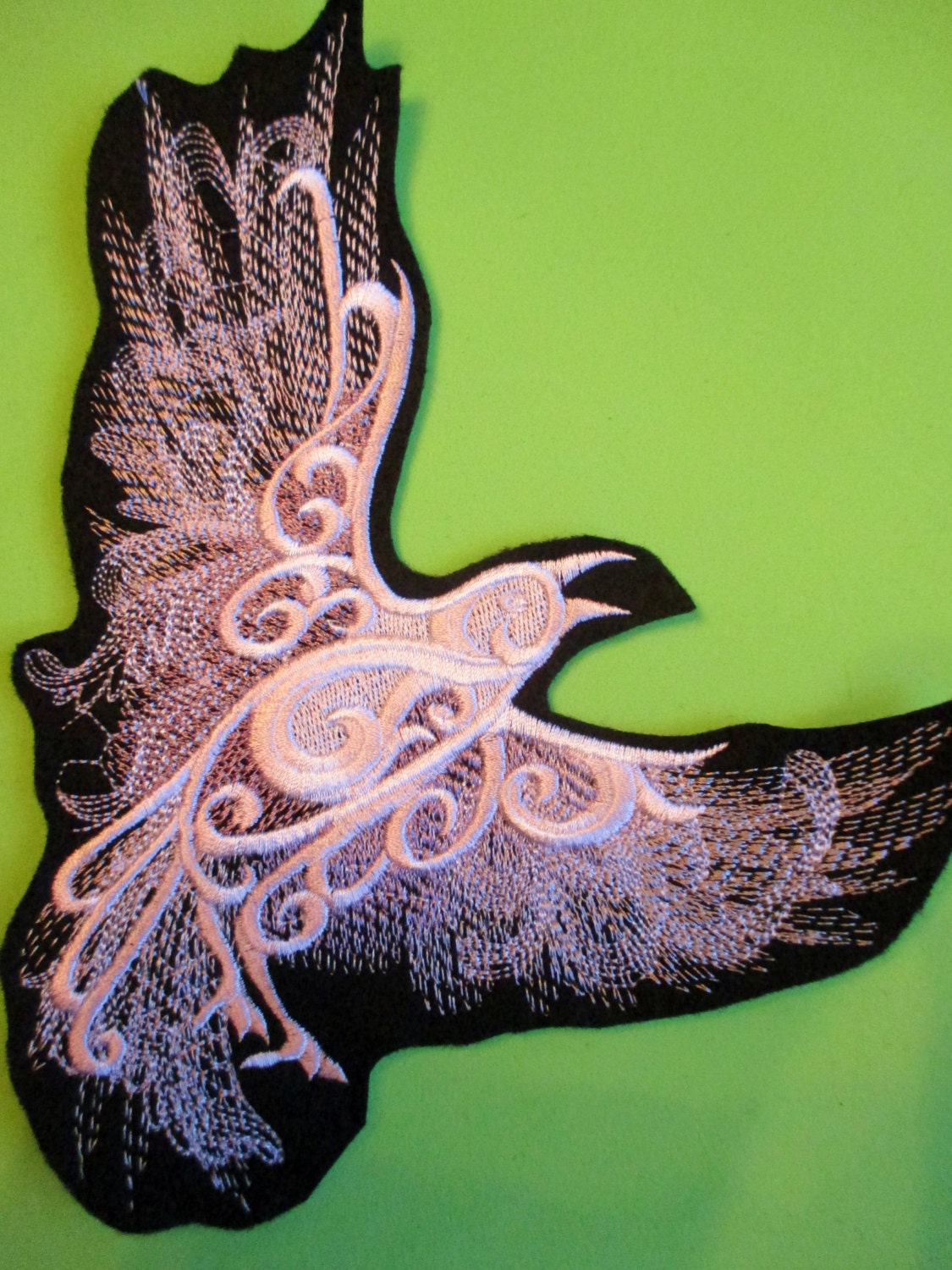 Large 7 X 6 Embroidered Baroque Raven Applique Patch Iron On - Etsy