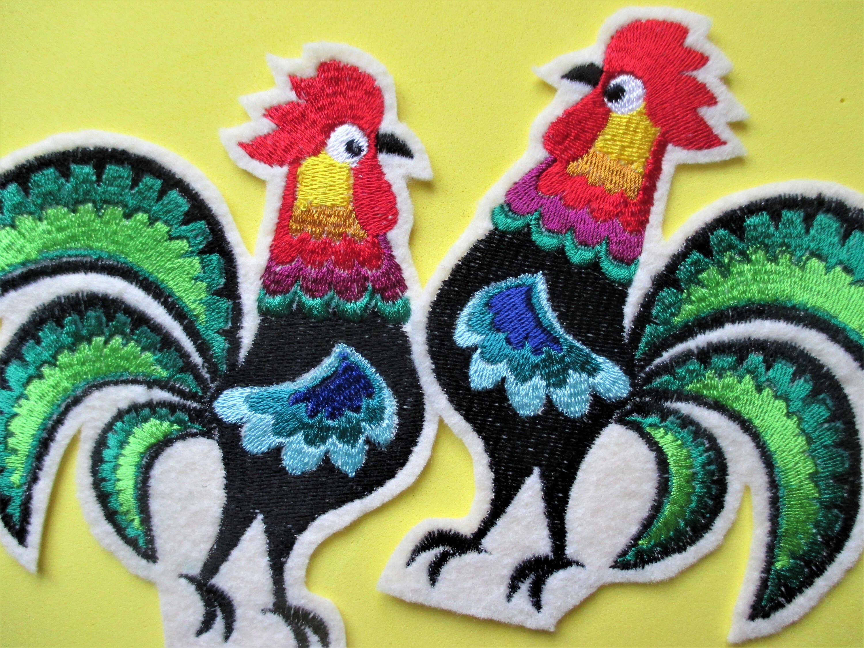 Pair of Embroidered Rooster Applique Patch Country Rooster - Etsy UK