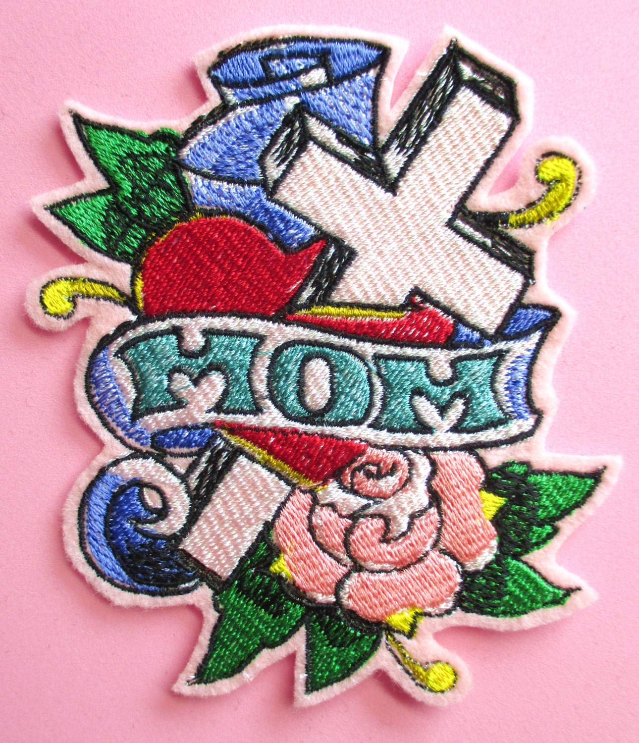 Embroidered Mom Tattoo Applique Patch Mothers Day Tattoo - Etsy
