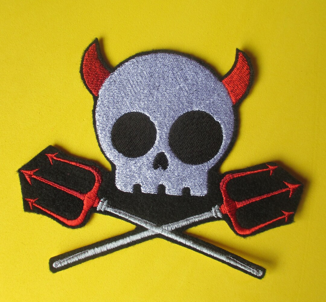 Large Embroidered Little Devil Skully Applique Patch, Skull, Skeleton ...