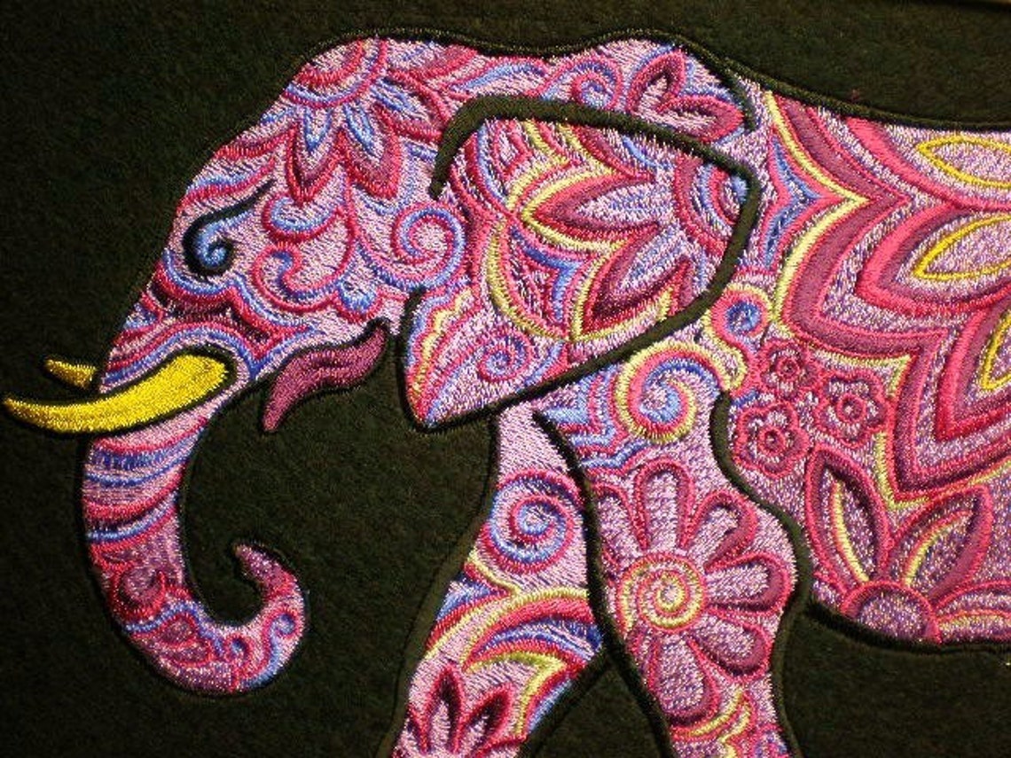 Huge Embroidered Colorful Ornate Indian Elephant Iron on or - Etsy