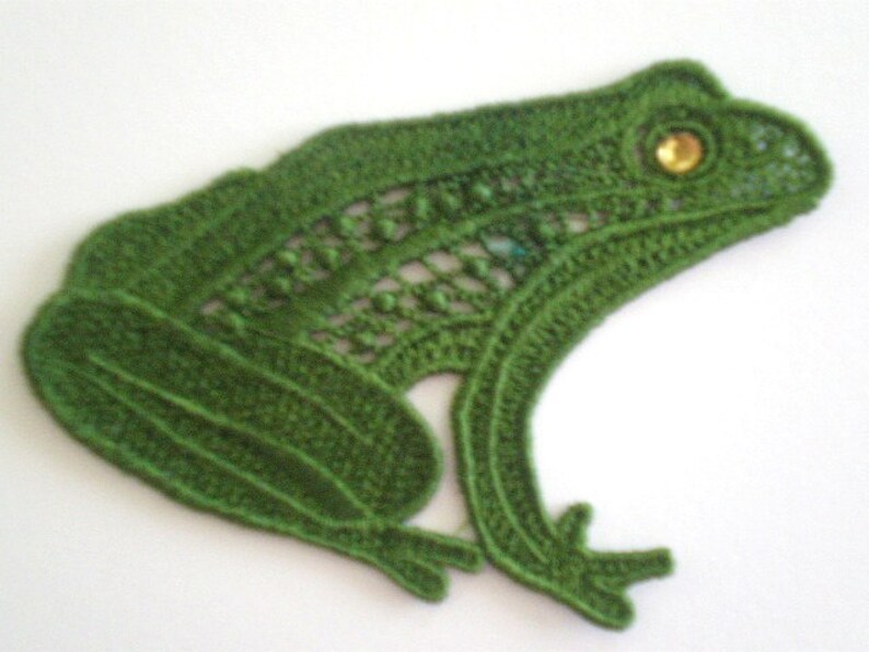 Embroidered Lace Appliques, Frog Applique, Green Frog, Lace Applique ...